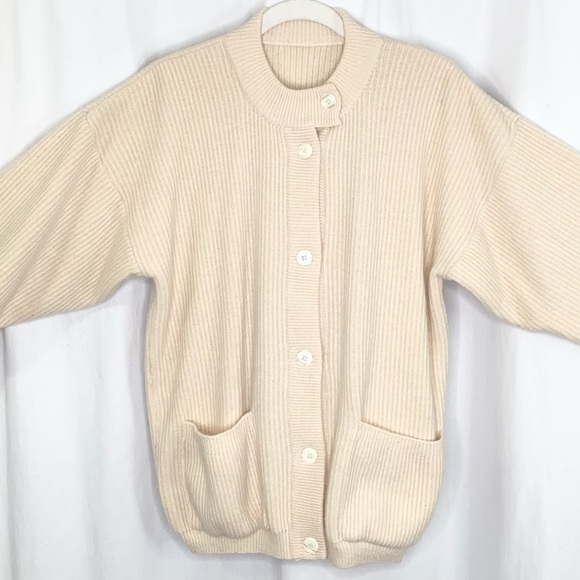 Sweaters | Vintage Angora And Merino Wool Womens Cream Color Cardigan ...